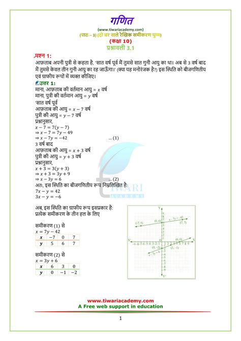 Ncert Solutions For Class 10 Maths Chapter 3 Exercise 3 1