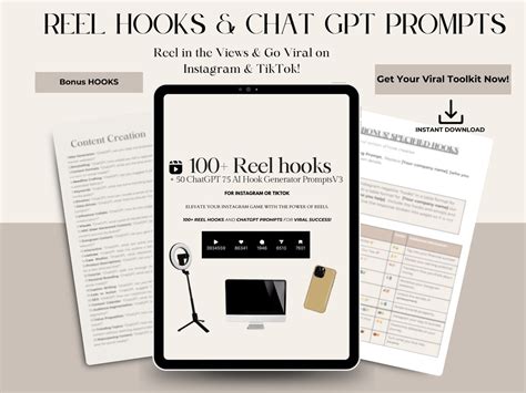 100 Reel Hooks 50 Chatgpt Prompts And Hook Generator Etsy