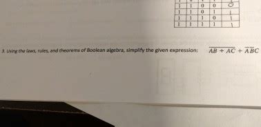 Solved Using The Laws Rules And Theorems Of Boolean Chegg Com