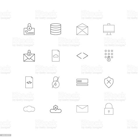 Cyber Security Linear Thin Icons Set Outlined Simple Vector Icons Stock Illustration Download
