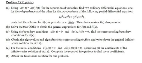Solved Problem 2 30 Points A Using U X T X X T T Chegg Com