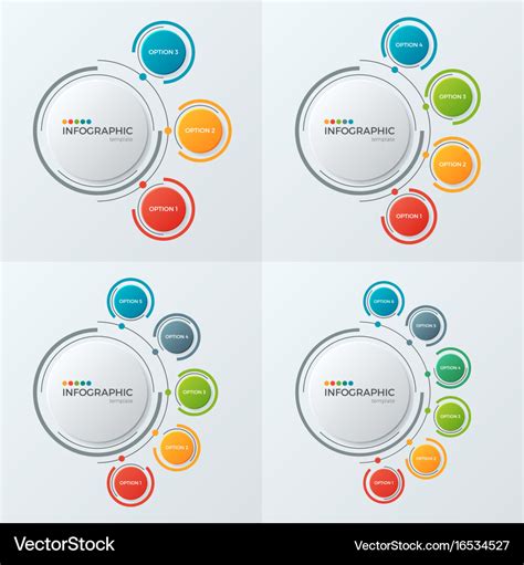 Circle Chart Infographic Templates With 3 6 Vector Image
