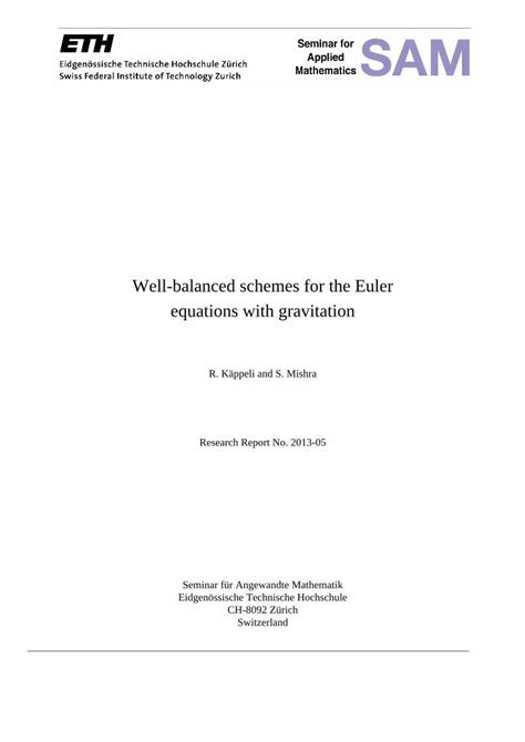 Pdf Well Balanced Schemes For The Euler Equations With Gravitation