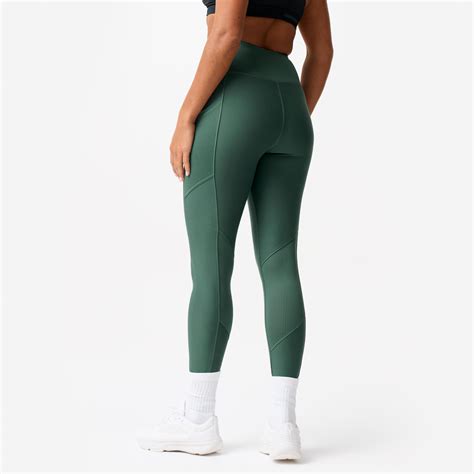Legging Fitness Avec Poche Téléphone Femme Vert Foncé Decathlon