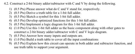 Solved 4 2 Construct A 2 Bit Binary Adder Subtractor With C Chegg Com