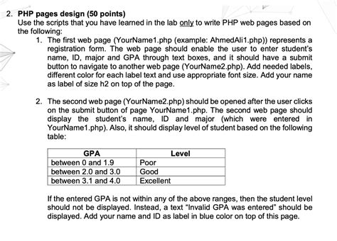 Solved PHP Pages Design Points Use The Scripts That Chegg