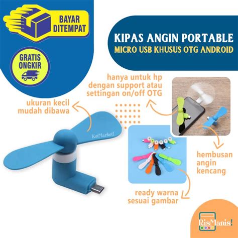 Jual Micro Usb Portable Cooler Kipas Angin Kecil Khusus Hp Support Otg Mini Fan Lucu Handphone