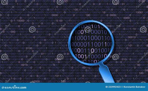 Scanning Inside Binary Code With Magnifying Glass Stock Vector Illustration Of Analysis
