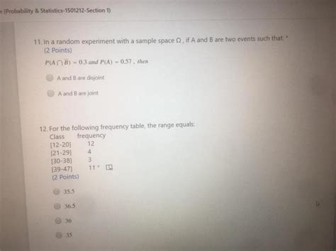 Solved Probability Statistics 1501212 Section 1 11 In A Chegg Com