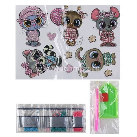 Набор для детского творчества Алмазная мозаика стикер Милые зверята купить по цене 213 руб