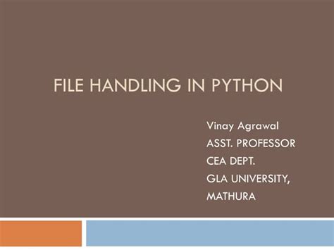 File Handling In Python Programming Ppt
