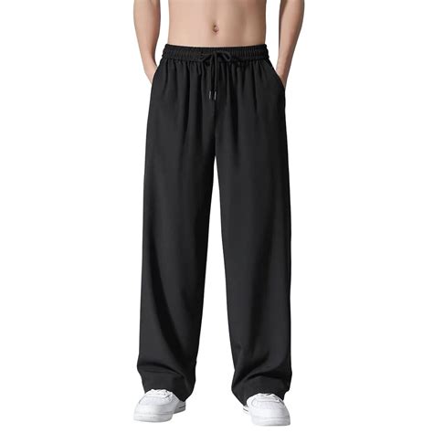 Youying Mens Wide Leg Athletic Pants Drawstring Elastic Waist Loose
