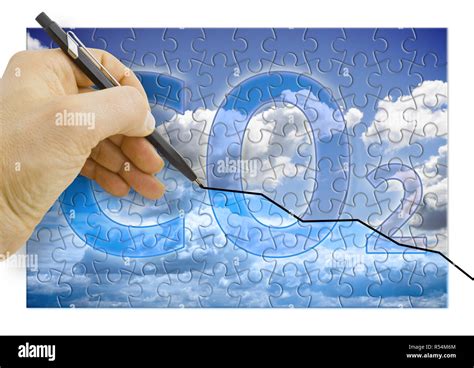 Hand Drawing A Graph About Reduction Of CO Presence In The Atmosphere Concept Image Stock