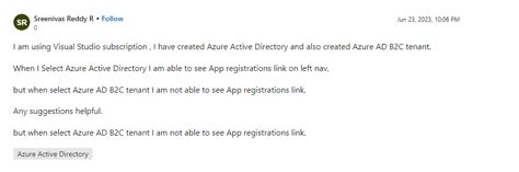 Azure Ad B2c Tenant Missing App Registrations Link On Left Nav Microsoft Qanda