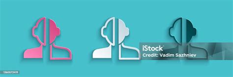 종이 는 파란색 배경에 격리 양극성 장애 아이콘을 잘라 종이 아트 스타일 벡터 3차원 형태에 대한 스톡 벡터 아트 및 기타 이미지 3차원 형태 개념 개성 개념