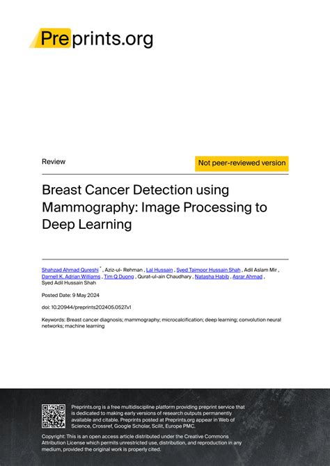 Pdf Breast Cancer Detection Using Mammography Image Processing To