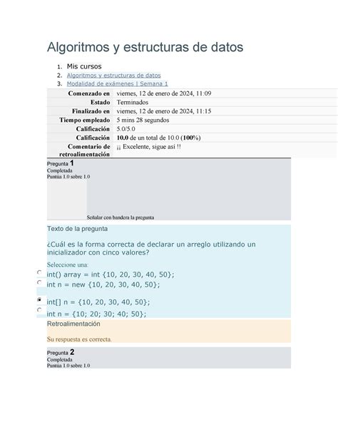 Examen 1 Algoritmos Y Estructuras De Datos Algoritmos Y Estructuras