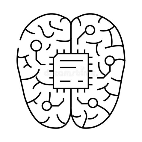 Artificial Brain Implant Future Technology Line Icon Vector