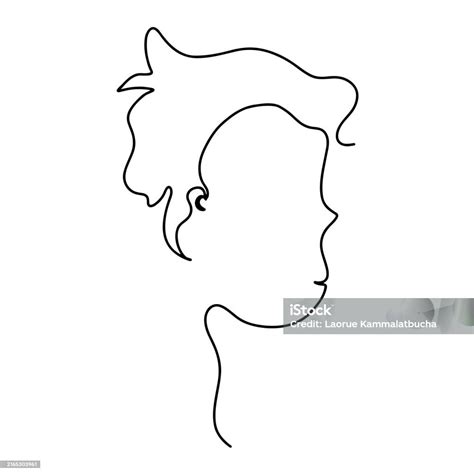 투명한 배경에 고립 된 얼굴 남자의 연속 선 그리기 벡터 일러스트 레이 션 고객 서비스 담당자에 대한 스톡 벡터 아트 및 기타