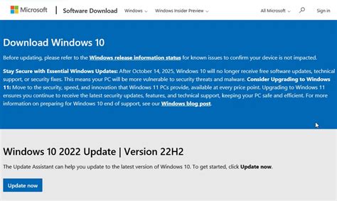 Windows 10 Update Download 22h2 21h2 21h1 20h2 And Earlier