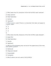 HOMEWORK Docx HOMEWORK Ch INTRODUCTION TO ICD PCS What Does The St Character