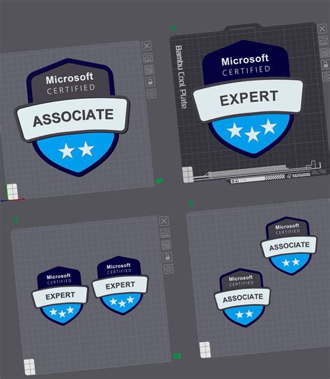 Microsoft Certified Shields Badges Microsoft Associate And Expert Signs By Pip3d Makerworld