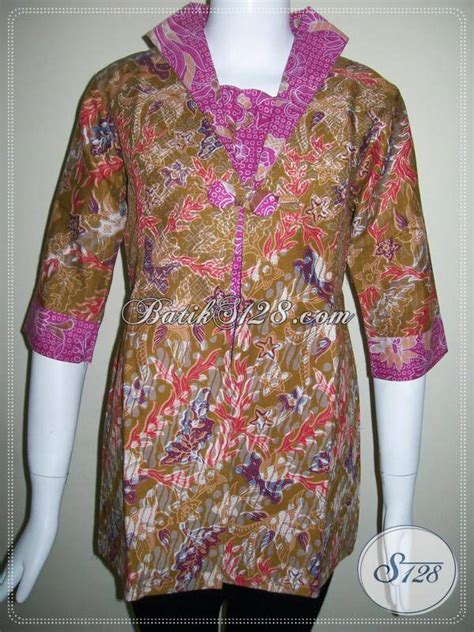 Blus Batik Wanita Kombinasi Dua Warna Batik Model Modern Dan Trendy Bls P S