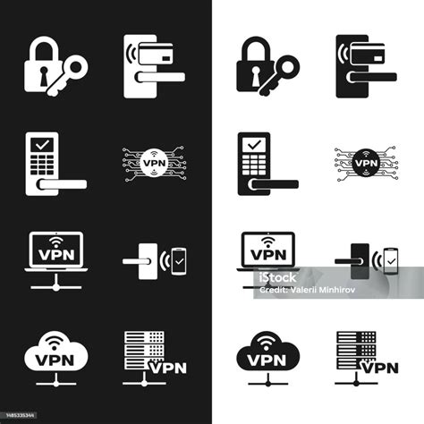 Set Vpn With Microchip Circuit Digital Door Lock Wireless Lock And Key Computer Network And Icon
