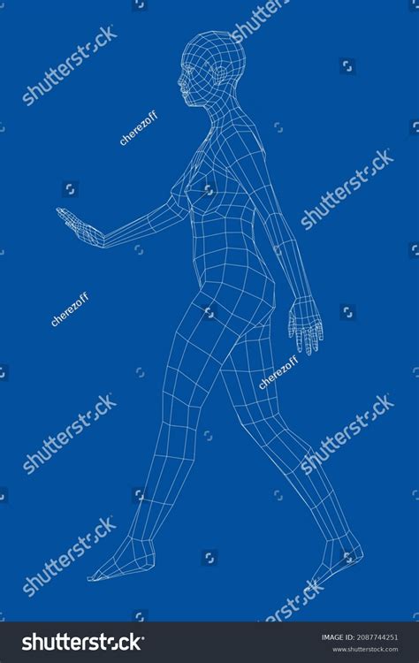 Wireframe Walking Woman 3d Illustration Female Stock Illustration 2087744251 Shutterstock