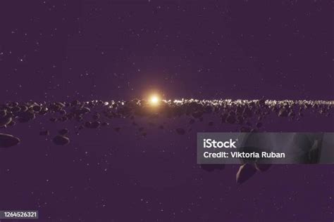 태양과 함께 우주 지평선에 많은 소행성이나 운석 3d 렌더링 0명에 대한 스톡 사진 및 기타 이미지 0명 3차원 형태 개체 그룹 Istock