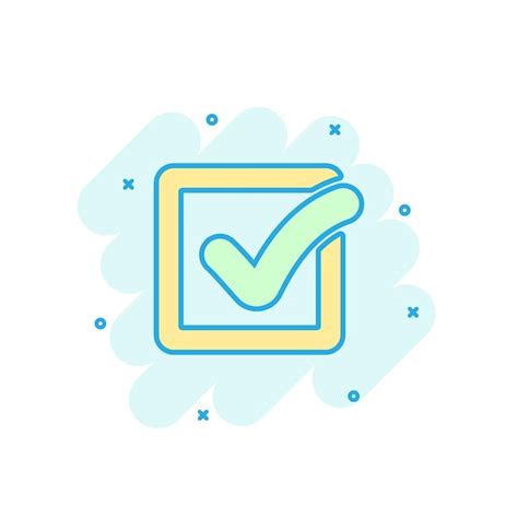 Premium Vector Cartoon Colored Check Mark Icon In Comic Style Ok Sign