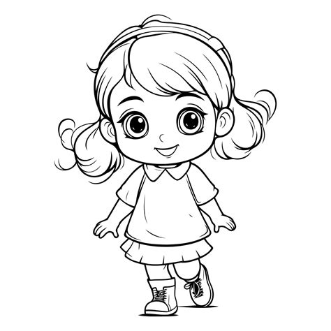 Gatinha Bonita Personagem De Desenho Animado Para Livro De Colorir