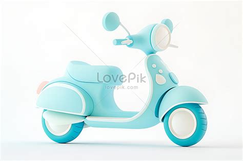 파란색 귀여운 오토바이 일러스트 무료 다운로드 Lovepik