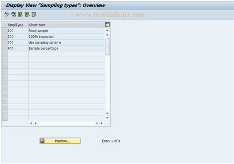 QDA SAP Tcode Display Sampling Type