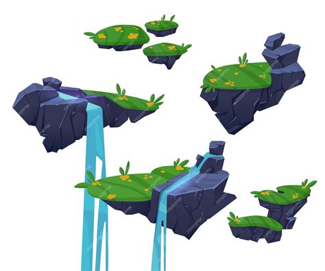 게임 Ui 레벨 지도 떠다니는 바위 땅 섬 무료 벡터