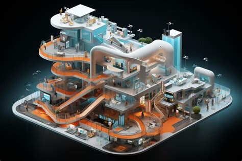 Premium Photo Cloud Office Isometric Flowchart