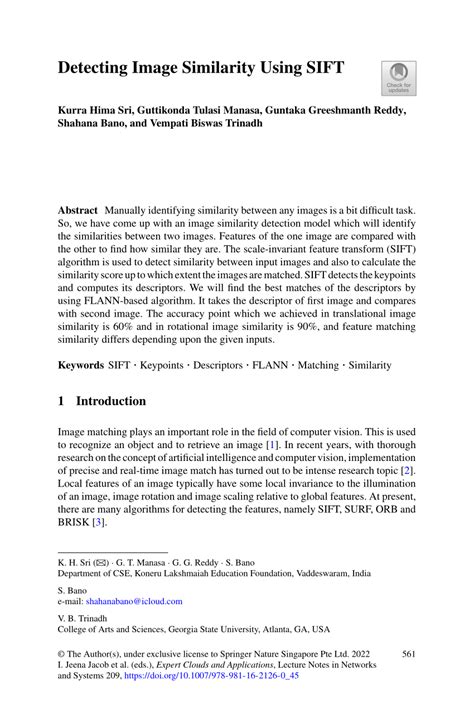 PDF Detecting Image Similarity Using SIFT