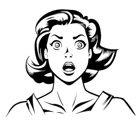 Porträt Eines überraschten Mädchens Im Comic Stil Handgezeichnete