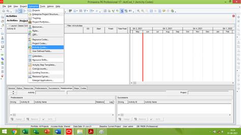 Oracle Primavera P6 Project Activity And Resource Codes