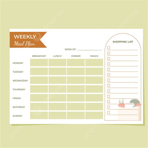 벡터 주간 식단표 템플릿 Psd 다운로드 디자인 자료 다운로드