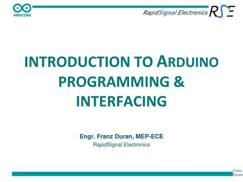 PPT INTRODUCTION TO A RDUINO PROGRAMMING INTERFACING PowerPoint Presentation ID