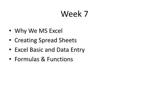 Ppt Ms Excel Basics Creating Spreadsheets Data Entry Formulas