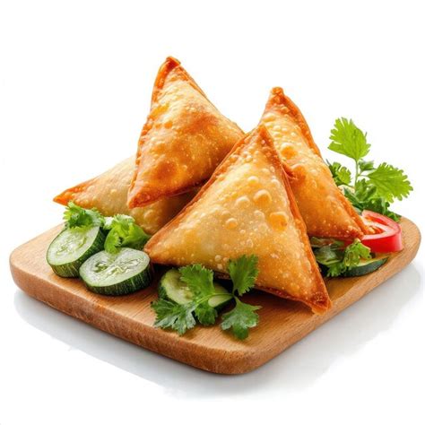 Samosas With Meat And Vegetables Isolated On White Background Uncooked