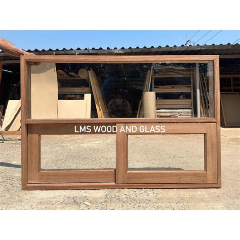 วงกบหน้าต่าง บานหน้าต่างเลื่อนสลับ ไม้เนื้อแข็ง ไม้สน ช่องแสงกระจกติดตาย บน พร้อมบานหน้าต่าง