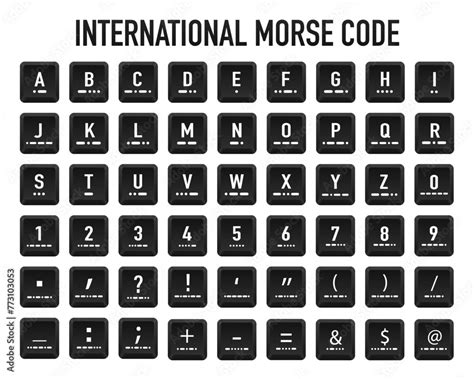 International Morse Code Set Of Letters Numbers And Punctuation Signs Alphabet And Numerals