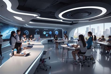 Premium Ai Image Personalized Learning Pathways Adaptive Technology In Futuristic Classrooms