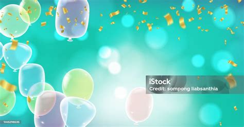 축하 파티 벡터 일러스트레이션을 위해 우아한 풍선 디자인 3차원 형태에 대한 스톡 벡터 아트 및 기타 이미지 3차원 형태 개념 개념과 주제 Istock