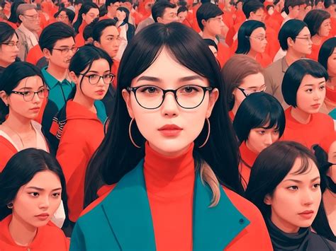 Premium Ai Image In A Crowd Of People One Woman Stands Out With Her