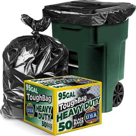 Toughbag 95 96 Gallon Trash Bags Heavy Duty Black Garbage