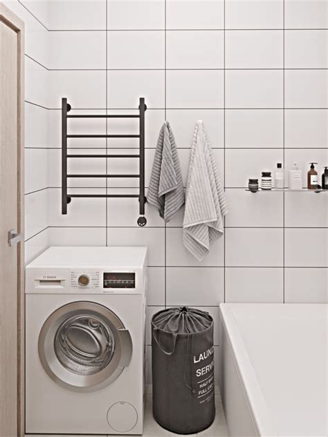 Белая плитка в ванной с черной затиркой и сантехникой